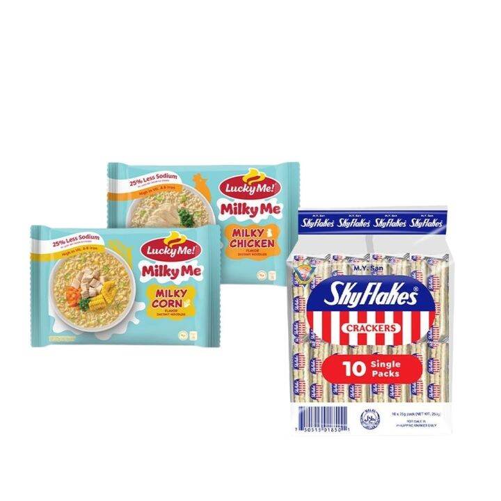 SkyFlakes Crackers 25g x 10 Lucky Me! Milky Me Instant Noodle Soup ...