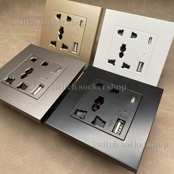 Type 86 multi-five-hole USB+type-c deluxe PC panel wall socket switch ...