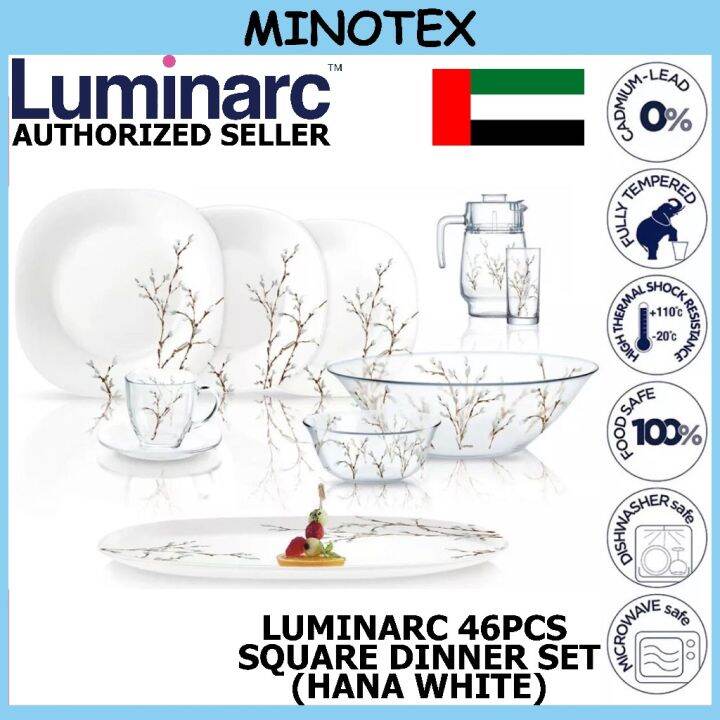 Luminarc Hana White 46 Pcs Dinner Set/ Luminarc Dinner Set/ Set Pinggan ...