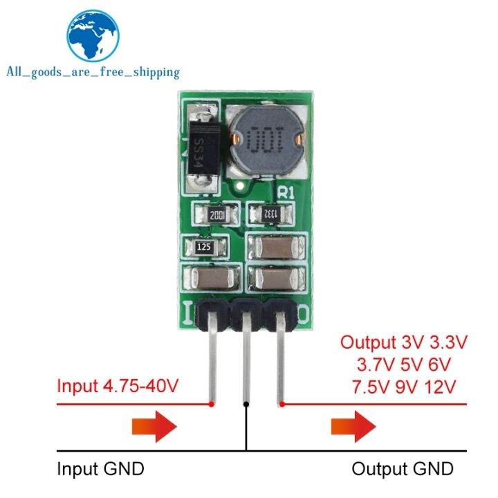 TZT DC-DC DC 5-40V to 3V 3.3V 3.7V 5V 6V 7.5V 9V 12V 1A Buck Step Down Converter Module Voltage ...