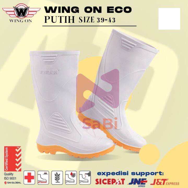 Sepatu APD WING ON ECO Boots Putih/sepatu karet pria anti slip tinggi ...