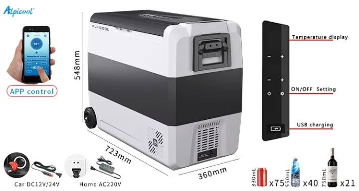 Alpicool T50 T36 AC DC12V/24V/220V App Car Auto Portable Camping Picnic ...