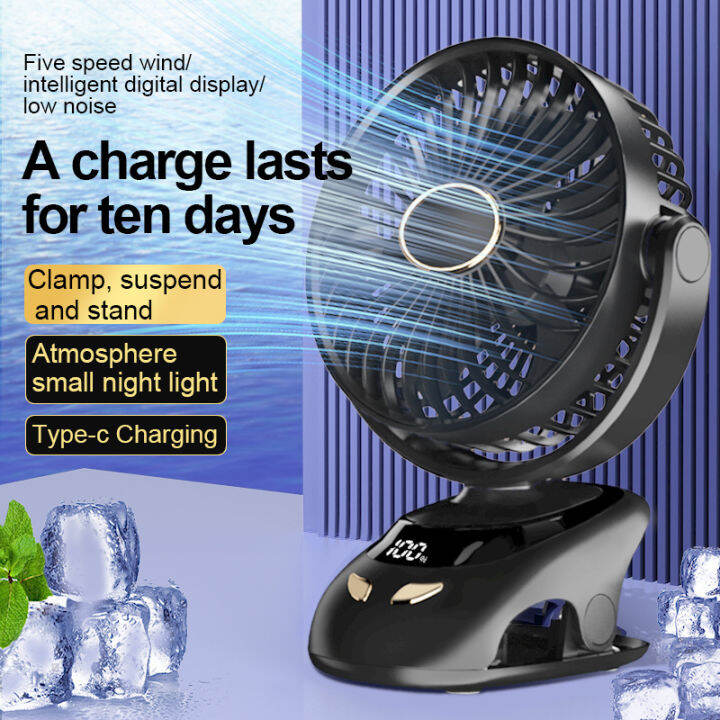 SUPERMAX 10000mAh Portable USB Rechargeable Clip Fan Strong Wind Table ...