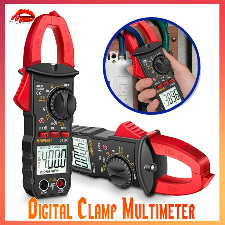 ST180 Digital Clamp Multimeter Resistance ohm Tester AC DC Clamp ...