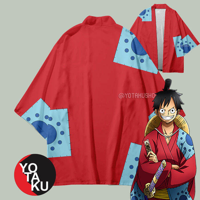 Haori Cardigan Anime One Piece Monkey D Luffy Wano Kostum Cosplay ...