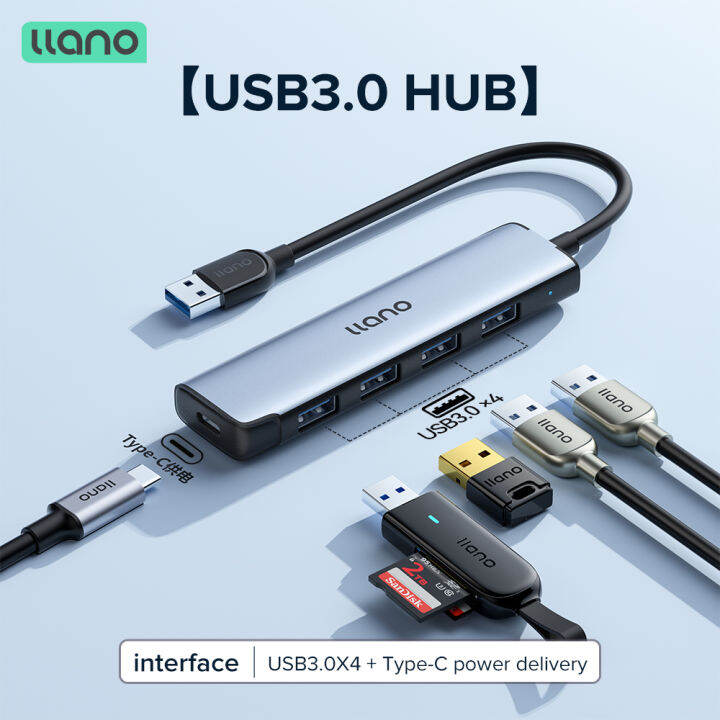 LLANO 5 in 1 Extension Hub USB3.0 Adapter Splitter Power High-speed ...