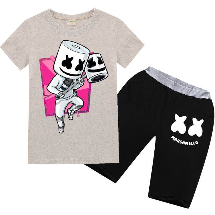 Marshmello DJ Music Boys Summer Shorts Set Girls Short Sleeve T-shirt ...