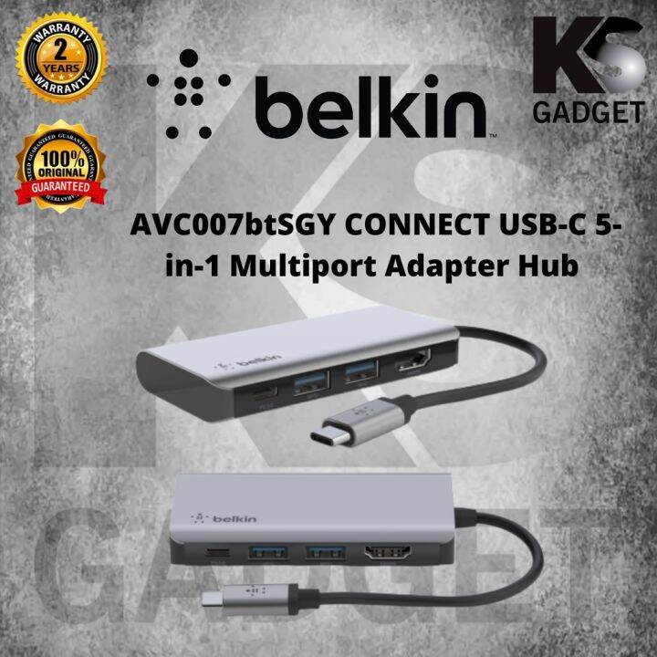 Belkin AVC007btSGY CONNECT USB-C 5-in-1 Multiport Adapter Hub | Lazada