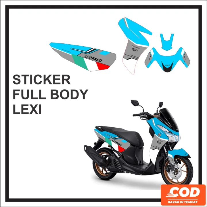 Stiker Decal Motor YAMAHA LEXY Full Body Sticker LEXI Motif Garis Biru ...