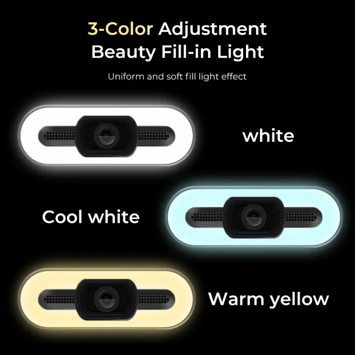 Webcam 1080P Full HD 2k with Fill Light Web Camera with Microphone For ...