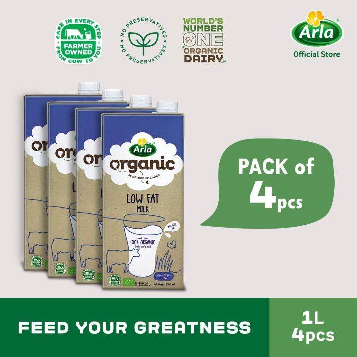 Arla Organic Low Fat Milk 1L 4-Pack | Lazada PH