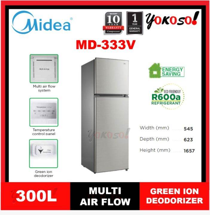 Midea Fridge MD-333V 2 Door Refrigerator 300L Gross MD333V | Lazada