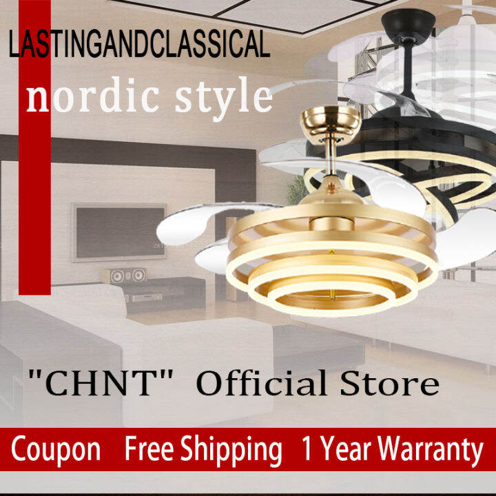 CHNT Deformed Chandelier Fan lights Nordic Modern Chandelier Remote ...