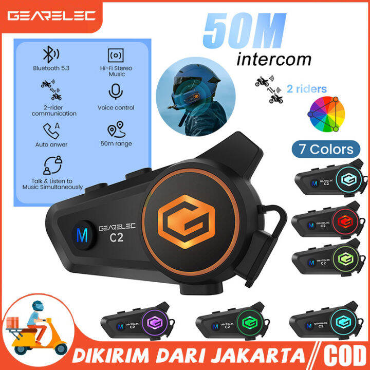 [Stok lokal] GEARELEC C2 Helm Sepeda Motor 5.3 Headset Intercom ...