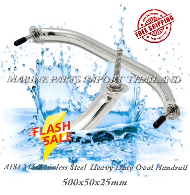 High Polished Boat Handrail AISI 316 Stainless Steel Heavy Duty Oval ...