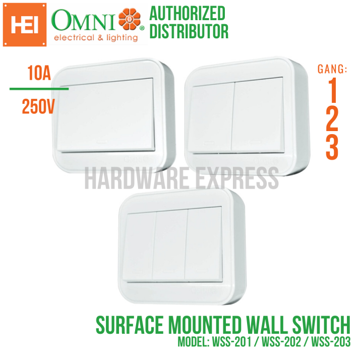Omni Surface Mounted Convenience Wall Switch 1 / 2 / 3 Gang (WSS-201 ...