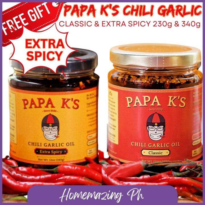 Papa K's Extra Spicy Chili Garlic Oil Spicy 230g & 340g | Chili Oil ...