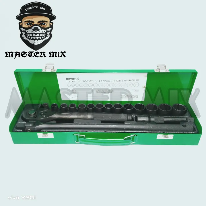 HOYOMA 17PCS 1/2"DRIVE SOCKET WRENCH SET 12POINT | Lazada PH