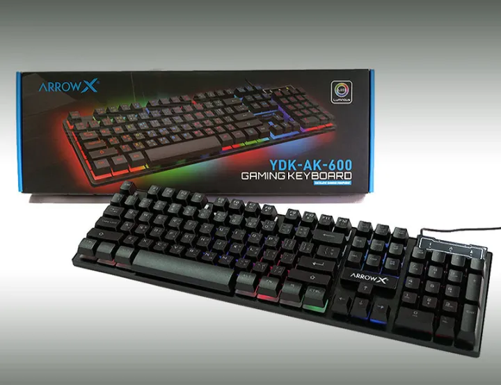 คีย์บอร์ด มีไฟ ARROW X YDK-AK-600 Keyboard RUBBER DOME RAINBOW LED (EN ...