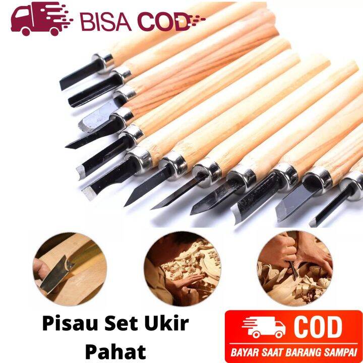 AAS [BISA COD] Pisau Ukir Pahat Kayu 12 in 1 Wood Carving Knife/TOOKIE ...