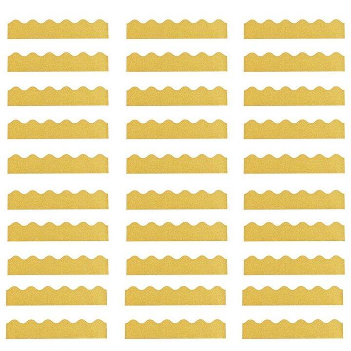 30Pcs Gold Bulletin Board Borders, Shine Glitter Scalloped Bulletin ...