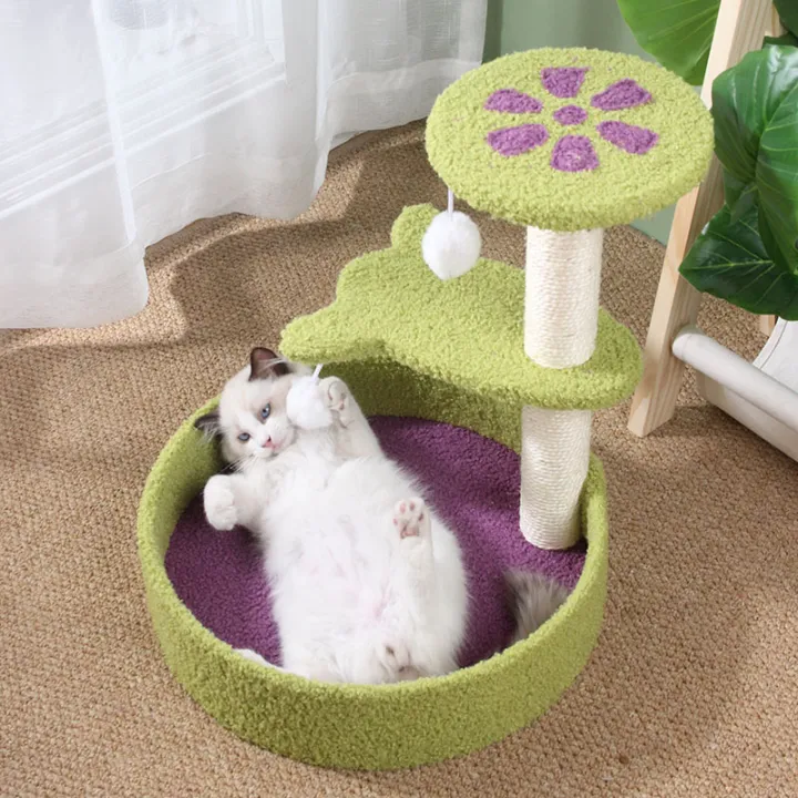 Three-tiered Petal Platform Cat Climbing Frame Cartoon Cat Column Sisal ...