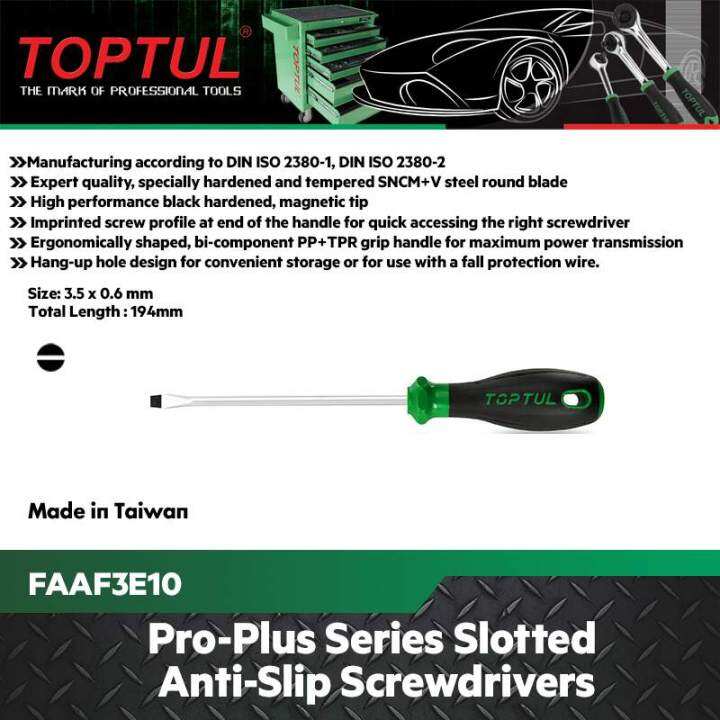 Toptul Pro-Plus Series Slotted Anti-Slip Screwdrivers (FAAF) | Lazada PH