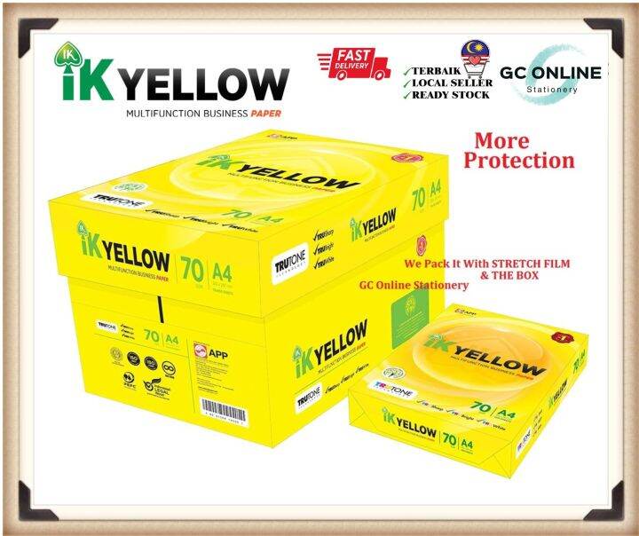 IK Yellow 450 Sheets A4 Paper 70gsm (10Reams/Box) / Kertas A4 | Lazada