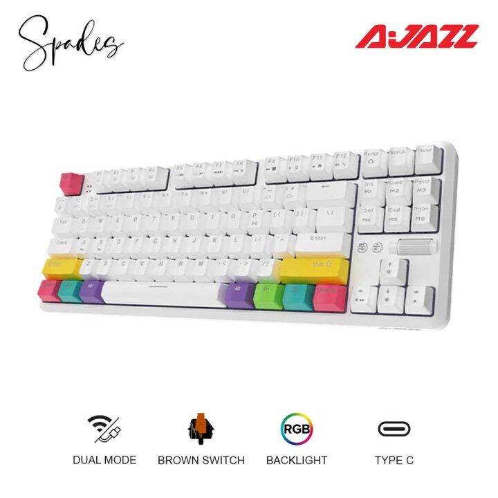Ajazz K870T Bluetooth Mechanical Keyboard RGB 87 Key Dual-Mode Brown Switch | Lazada PH
