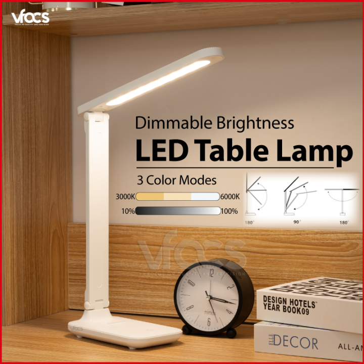 LED Light Dimmable Table Desk Lamp USB Rechargeable Study Light with 3 ...