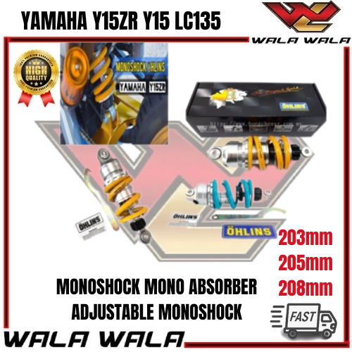 OHLINS YAMAHA Y15ZR Y15 LC135 LC MONOSHOCK MONO ABSORBER 203MM 205MM ...