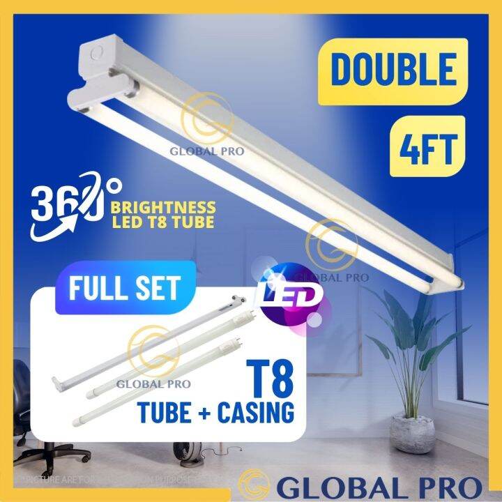 [FULL SET] DOUBLE 4FT T8 Led Tube Light Lampu Kalimantang LED Set Lampu Panjang LED Ceiling ...
