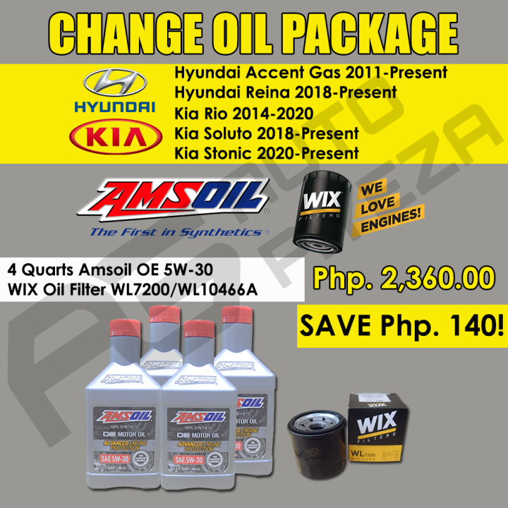 CHANGE OIL PACKAGE for Hyundai Accent Gas Reina, Kia Rio, Soluto ...