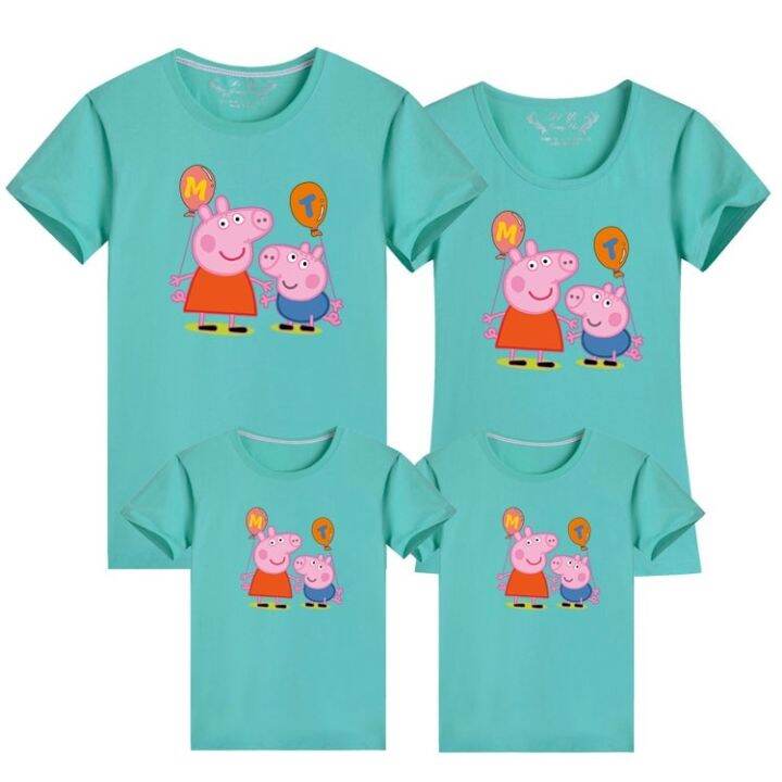 （Shibel dress）เสื้อยืดครอบครัวผ้าคอตตอน9สีสำหรับหมูเป็ปป้า,เสื้อยืด ...