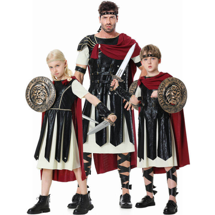 Adult Man Kids Boys Girls Spartan Warrior Cosplay Costume Set Roman ...