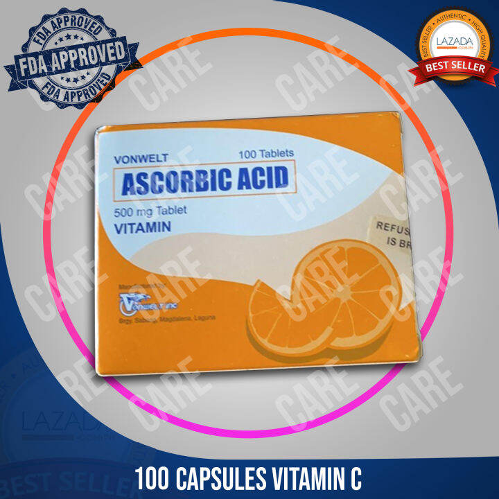 100 capsules Vonwelt ASCORBIC ACID 500mg VITAMIN C - Sodium Ascorbate - For Immune System ...