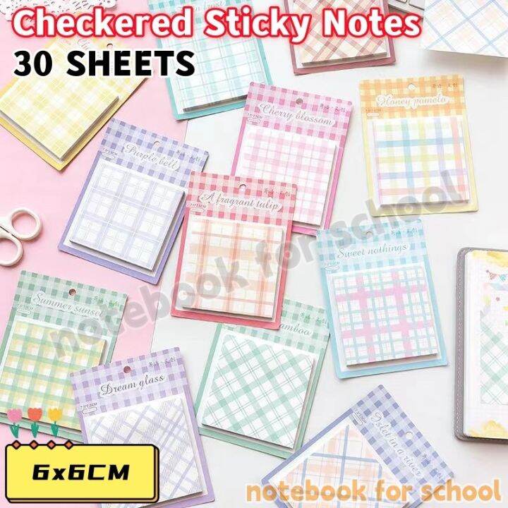 NFS 30 Sheets Creative Pastel Checkered Sticky Notes Grid Memo INS 30 ...