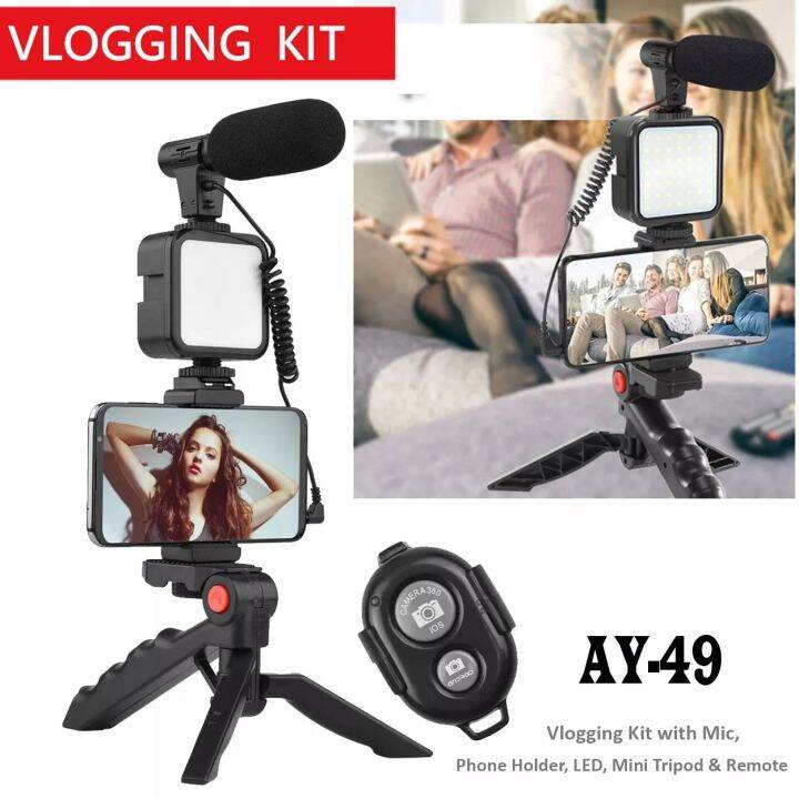 【Manila 24 hours delivery】 PHONE Vlog Video Kit with Table Tripod Phone ...