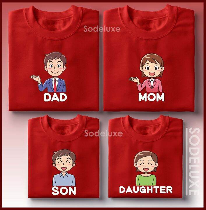 Family T-shirt | RED Unisex Men's Cut T-shirts Set Mom Dad Son Daughter ...