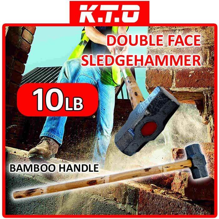 10LB DOUBLE FACE SLEDGEHAMMER HAMMER with BAMBOO HANDLE / PENUKUL BESI ...
