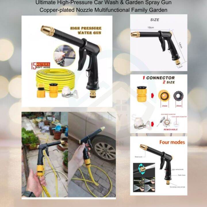 Ultimate High-Pressure Car Wash & Garden Spray Gun Copper-plated Nozzle ...