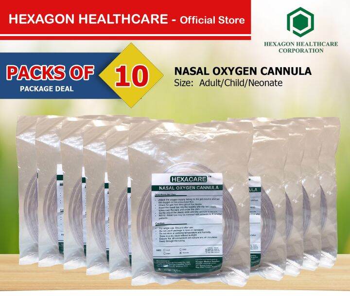 NAS02B10L - Nasal Oxygen Cannula (HEXACARE) Pedia size, Clear, Bundle ...