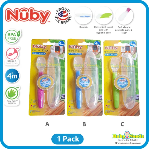 Nuby Soft Silicone Spoon With Hygienic Case | Lazada
