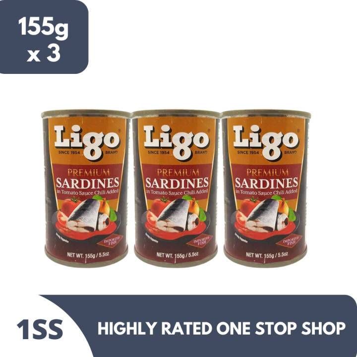 Ligo Premium Sardines in Tomato Sauce Chili 155g x 3 | Lazada PH