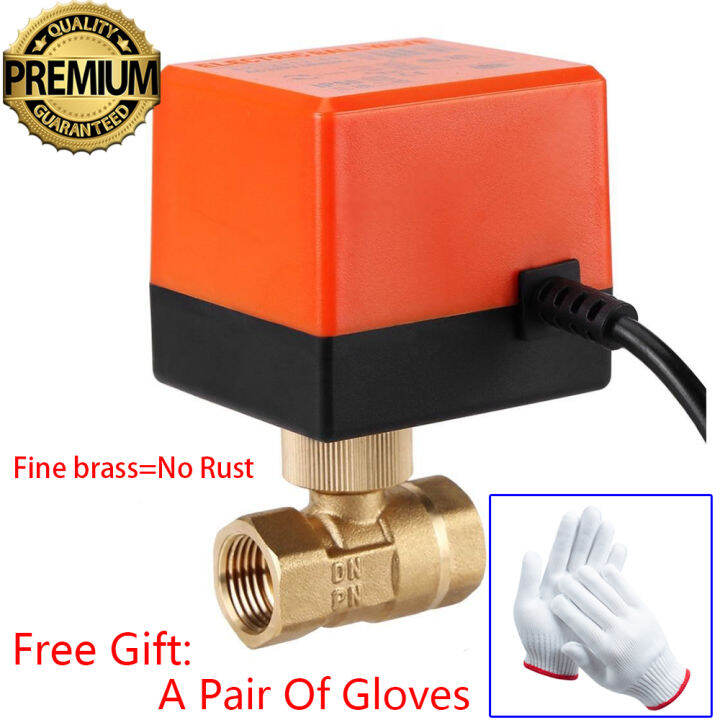 【Free Gloves】DN15/DN20/DN25 Electric Ball Valve Electric Motorized Thread Ball Valve Brass AC ...