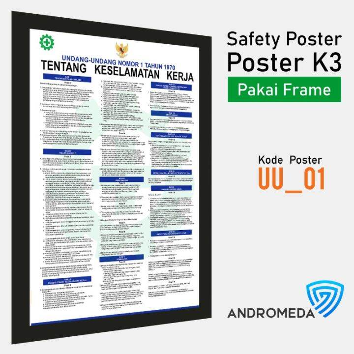 Safety Poster K3 Keselamatan Kerja UU no.1+ Frame | Lazada Indonesia