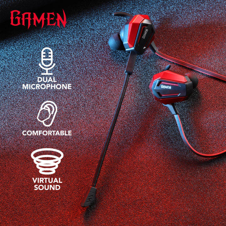 GAMEN GE100 Dual Microphone Virtual Stereo Surround Sound In-ear Gaming ...