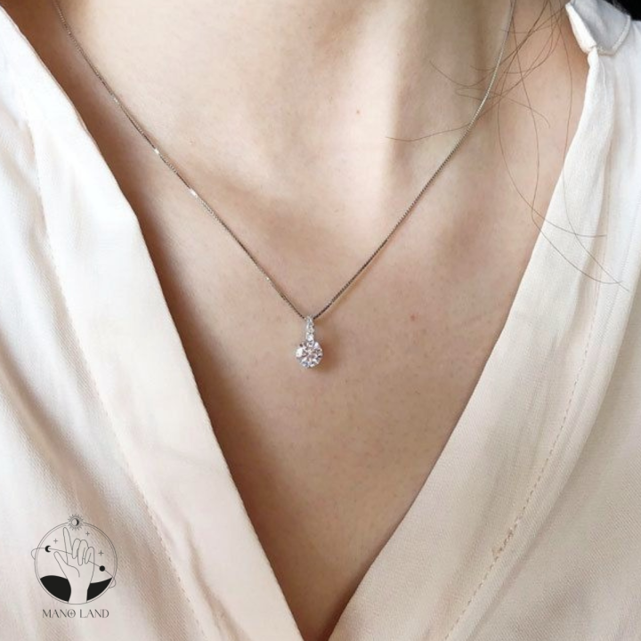 MNL💗CLASSY KEY สร้อยคอจี้เพชรกลม สไตล์เกาหลี ผู้หญิง สร้อยคอแฟชั่น เงิน ...