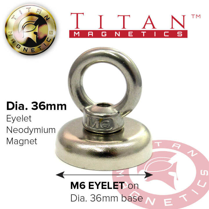 Eyelet Bolt Magnet Neodymium – Dia. 36mm, M6 Eyelet on Diameter 36mm ...