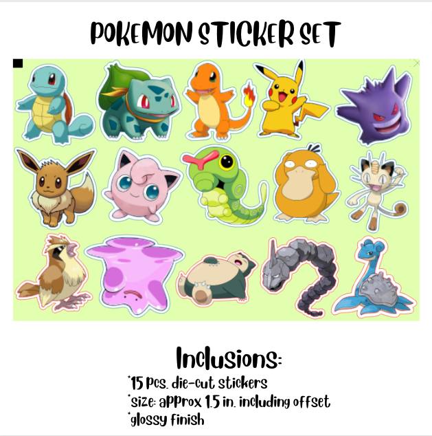 Pokemon Sticker Set 15 pcs. 1.5 inches Deco Journal Pikachu Bulbasaur ... Pokemon Sticker Set 15 pcs. 1.5 inches Deco Journal Pikachu Bulbasaur ...